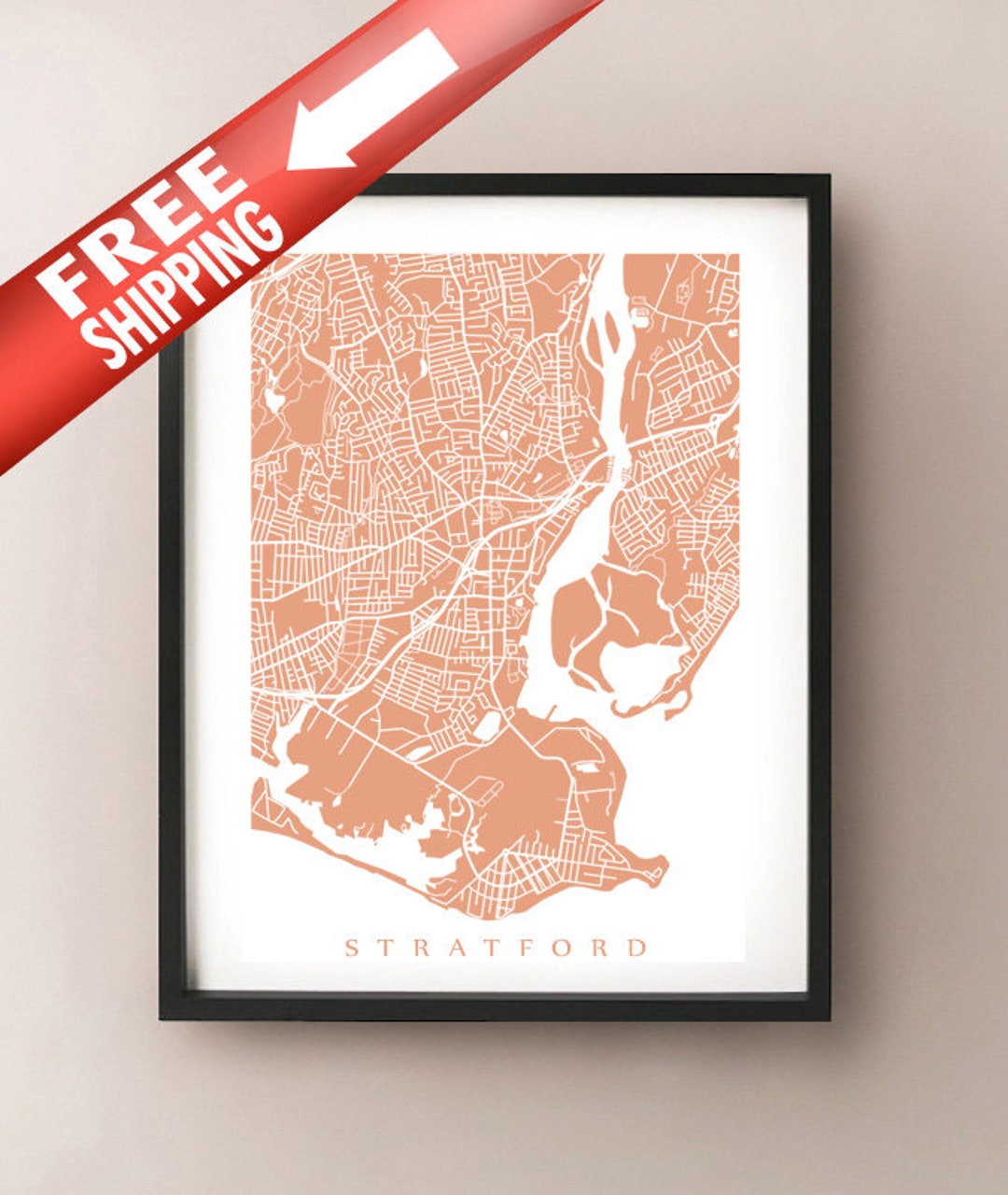 Stratford, CT Map Print - Etsy