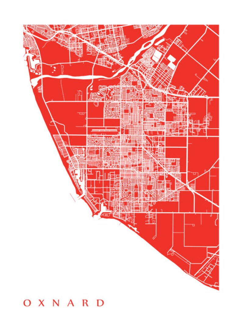 Oxnard CA Map Print California Poster - Etsy
