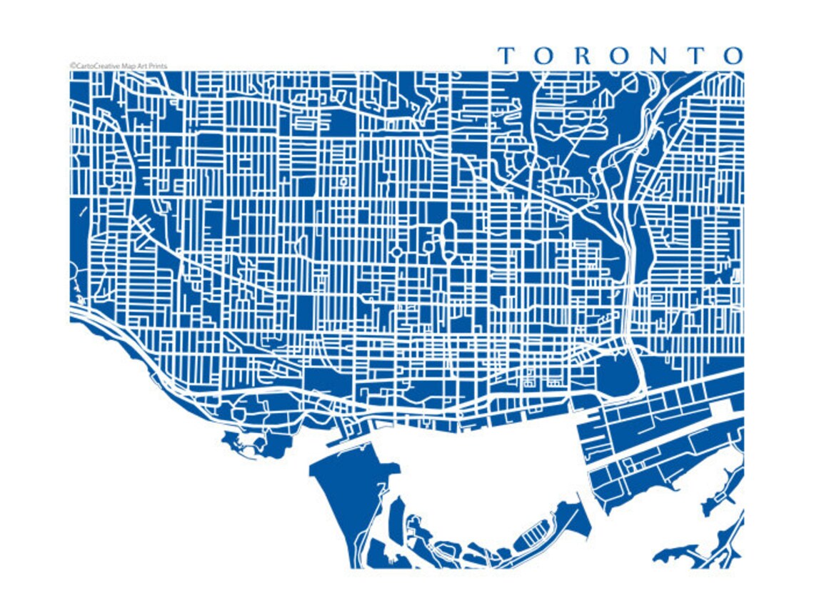Downtown Toronto Map Art Ontario Poster Print | Etsy