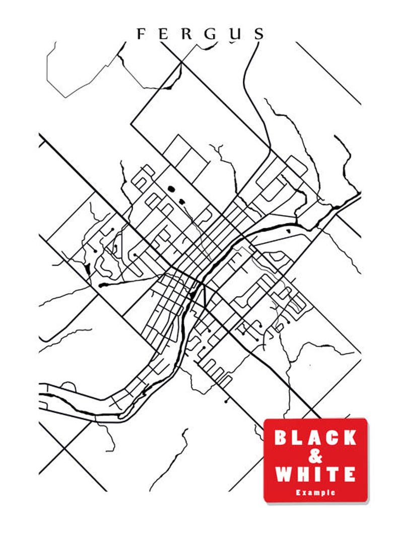 Fergus Wellington County Ontario Map Print | Etsy