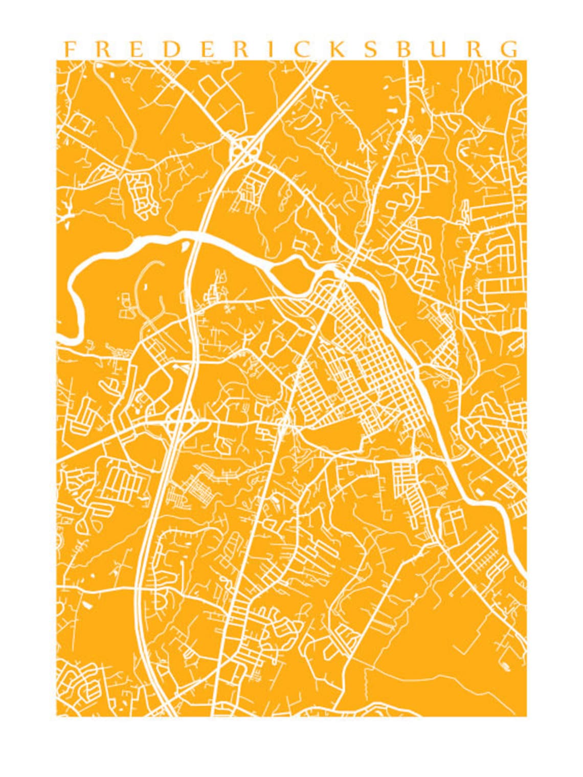 Fredericksburg VA Map Virginia Poster - Etsy