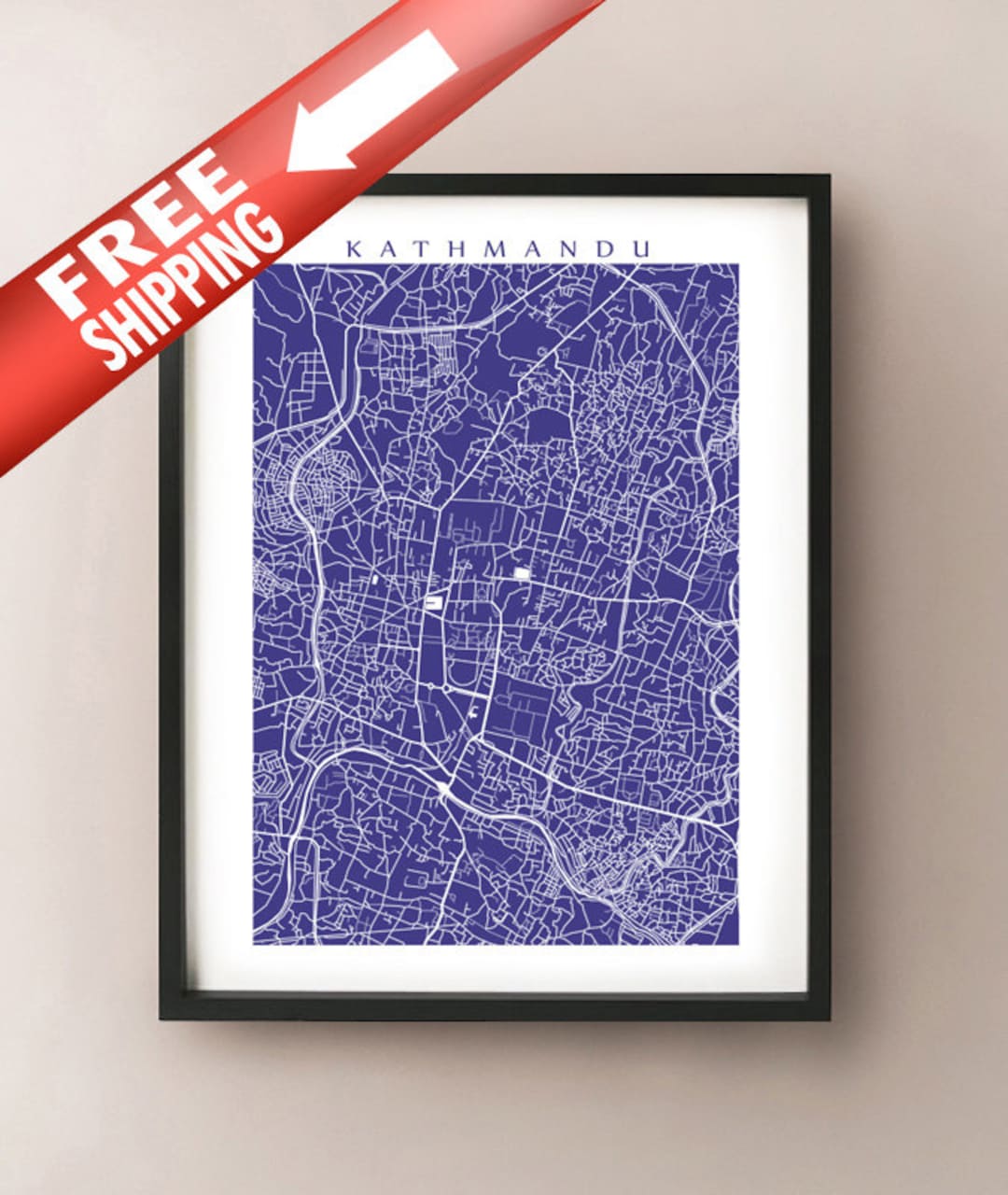 Kathmandu Map Art Print - Nepal Poster - Choose Your Color and Size - Etsy