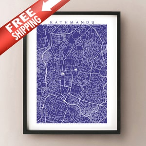 Kathmandu Map Art Print - Nepal Poster - Choose Your Color and Size - Etsy