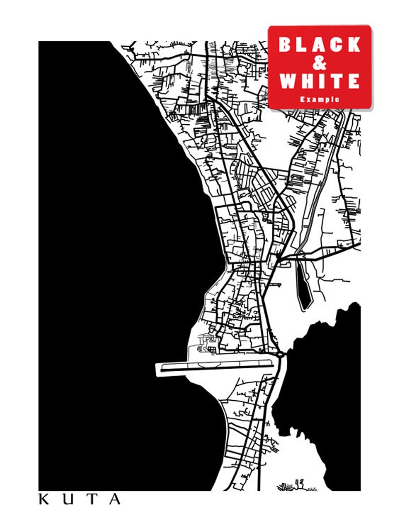 Kuta, Indonesia Map - Bali Art Print - Etsy