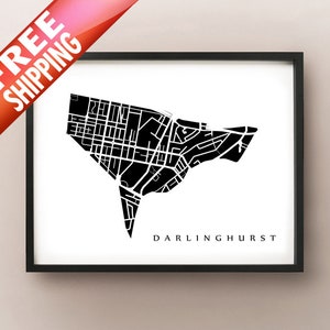 Darlinghurst Map - Sydney Neighbourhood Art Print - Etsy