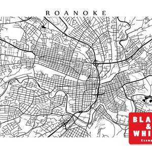 Roanoke Map Print - Virginia Art Poster - Etsy