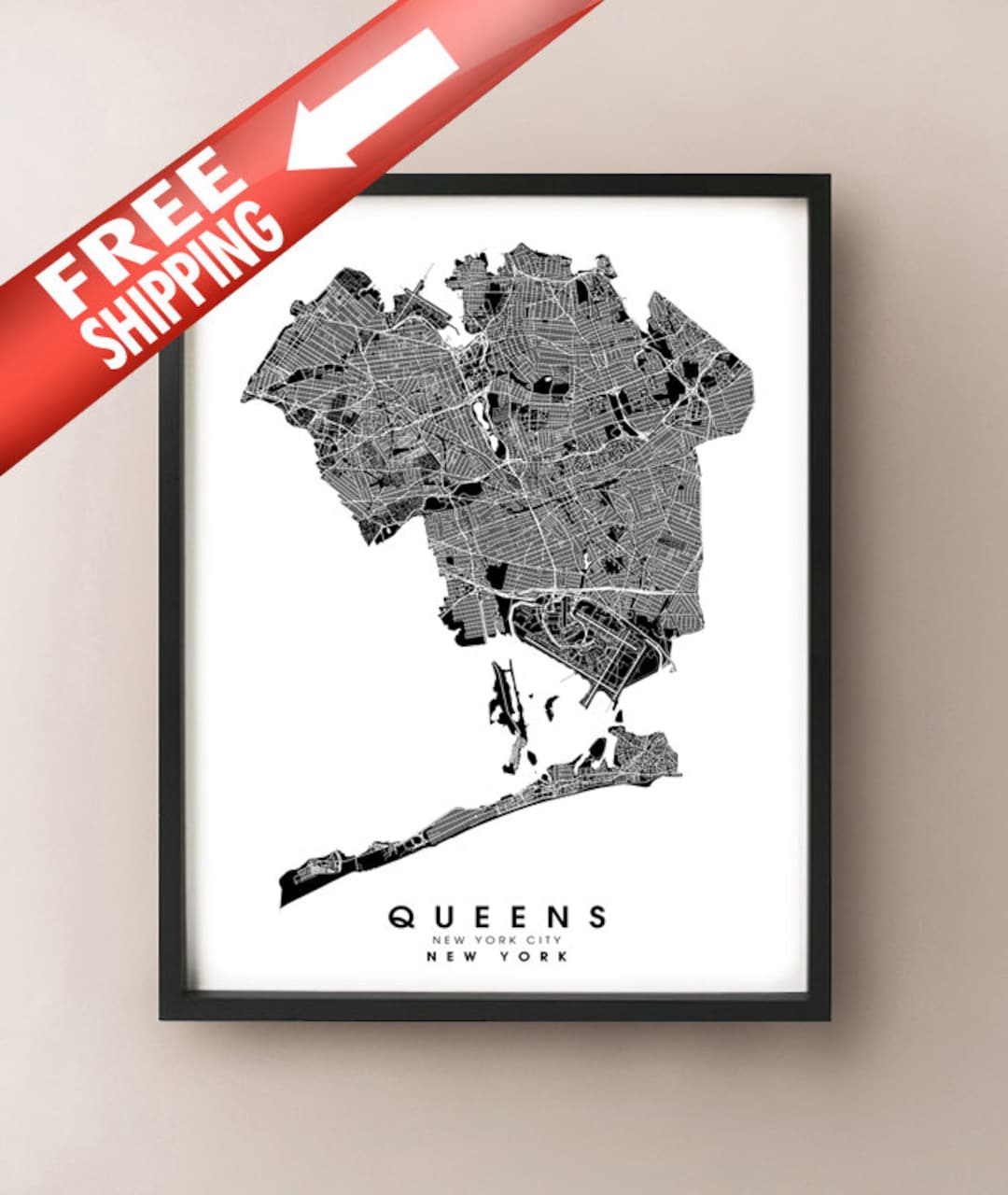 Queens, NY - Queens County - City Limits Map Print - Etsy