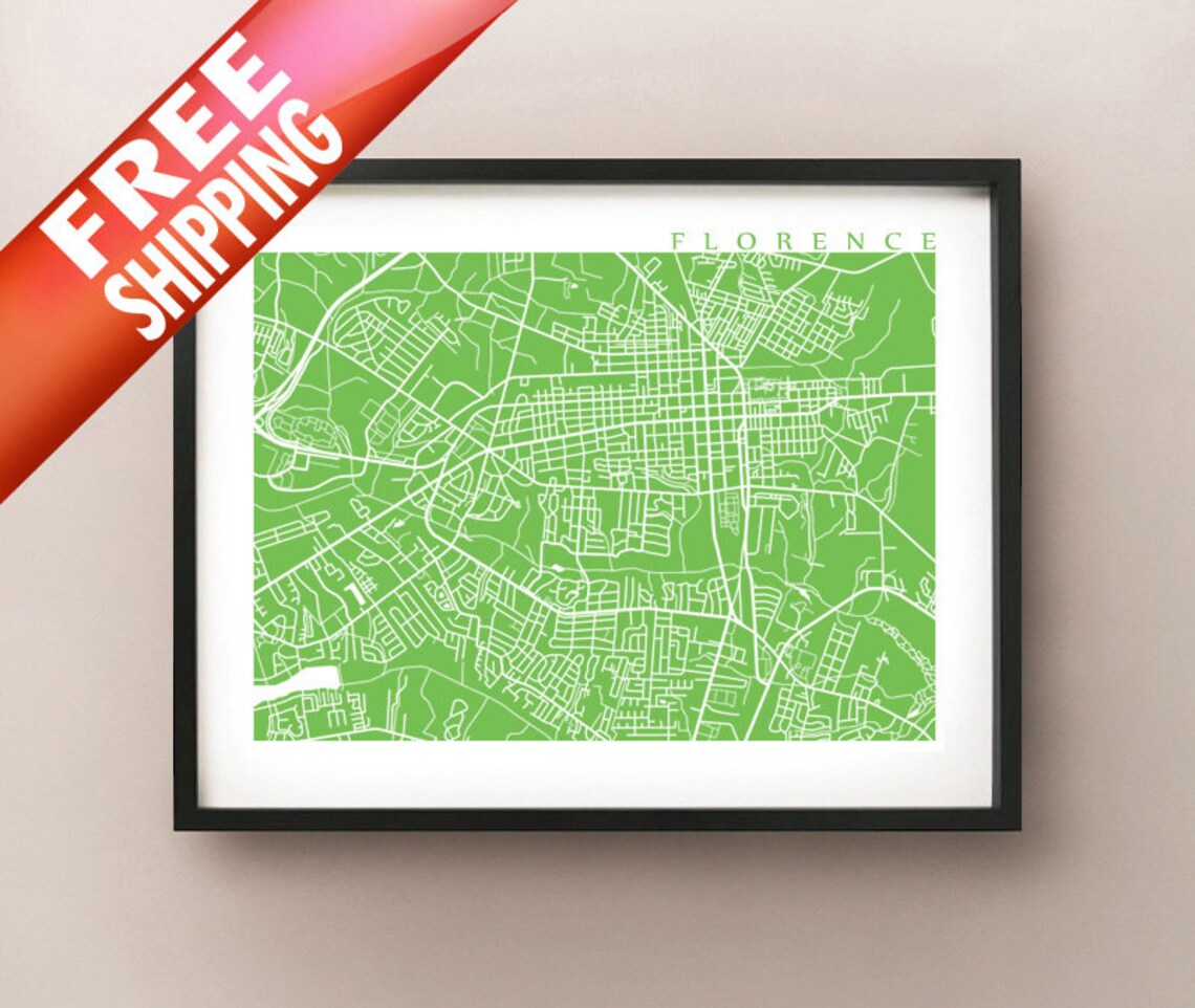Florence, SC Map Print - South Carolina Poster Art - Etsy