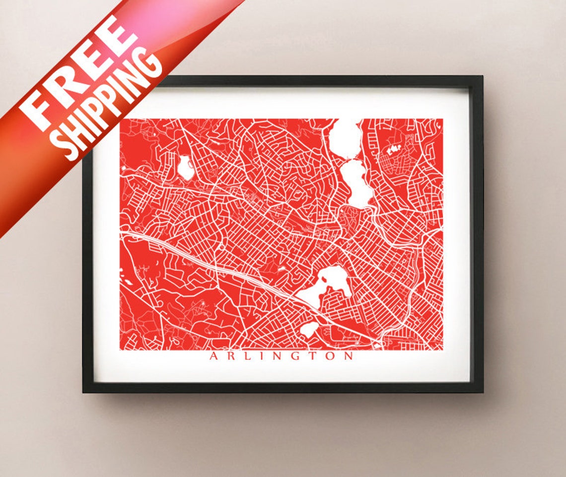Arlington MA Map Print Massachusetts Poster - Etsy