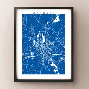 Gardner, MA Map Print - Massachusetts City Art - Etsy