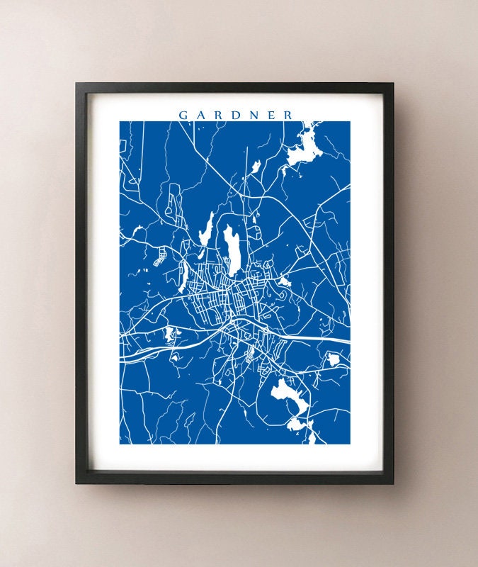Gardner MA Map Print Massachusetts City Art | Etsy