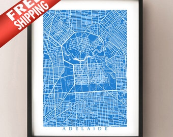 Adelaide Map Art / Adelaide, Australia Wall Art / Print / Poster ...