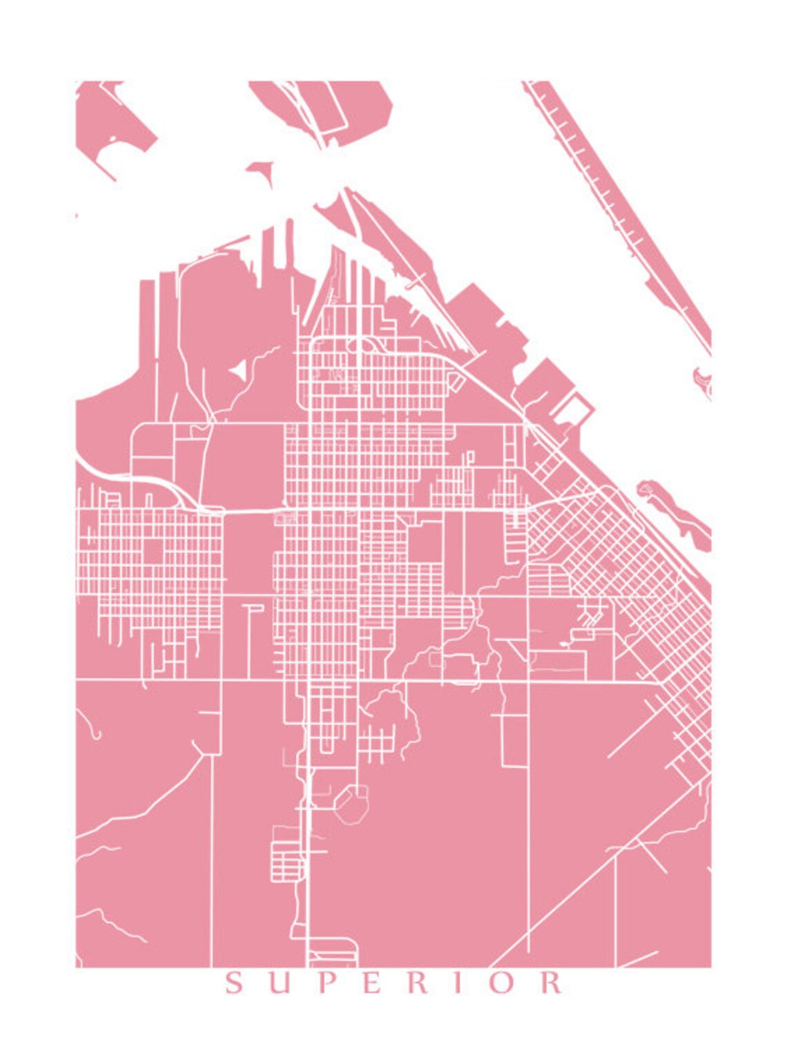 Superior WI Map Print Wisconsin Poster | Etsy