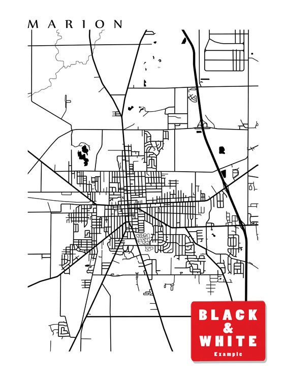 Marion OH Map Ohio Poster Print - Etsy
