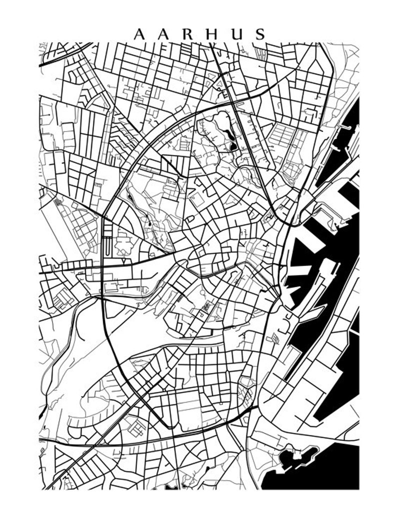 Aarhus Map Print Denmark Poster - Etsy