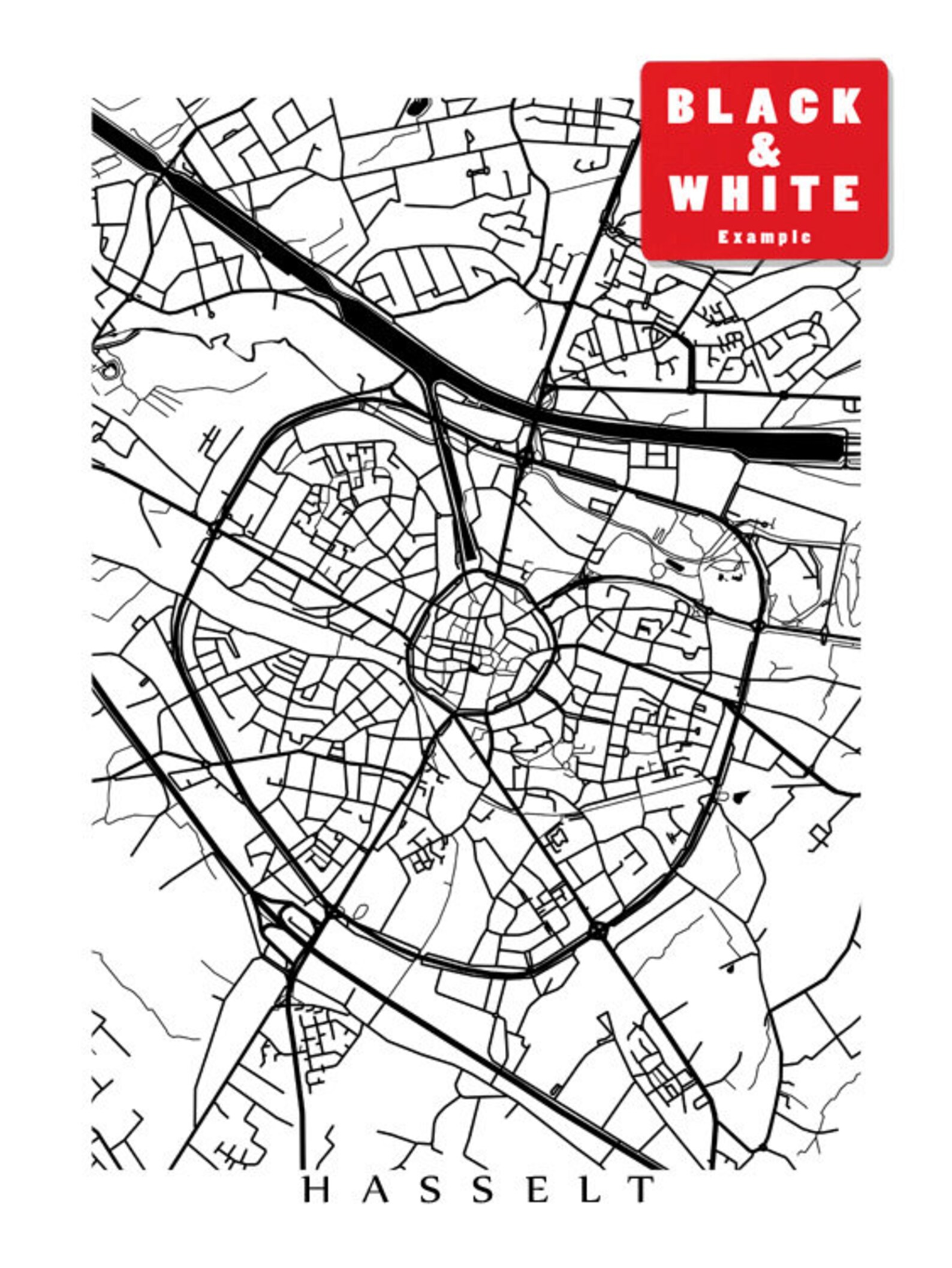 Hasselt Map Print - Hasselt, Limburg, Belgium Poster - Etsy