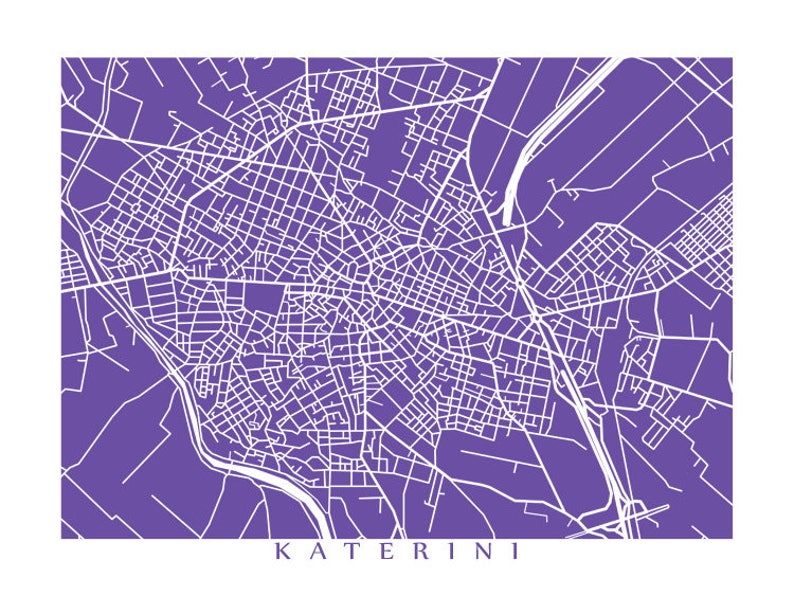 Katerini Greece Map Print Κατερίνη - Etsy