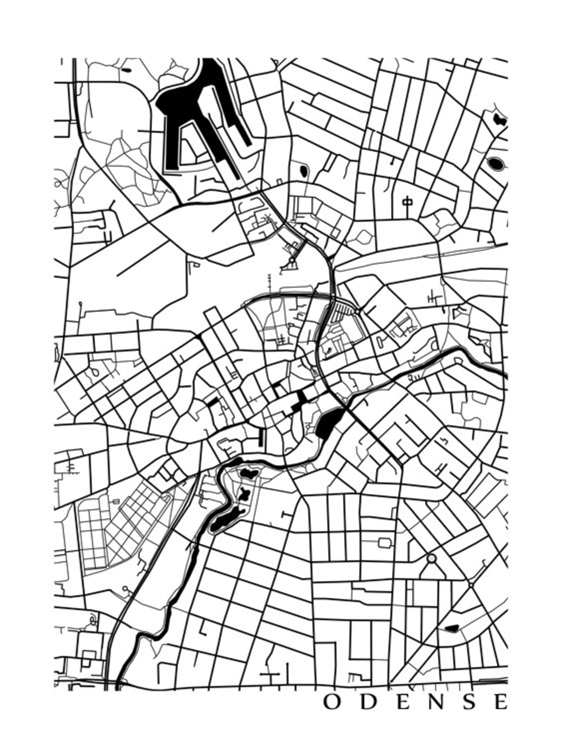 Odense Map Print - Denmark Poster - Danish Home Decor - Etsy