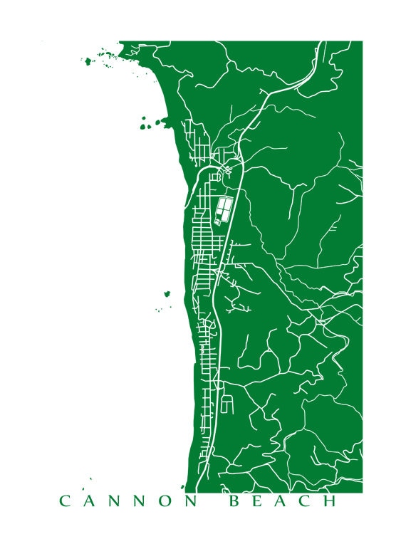 Cannon Beach Map Print - Oregon Art Poster - Etsy