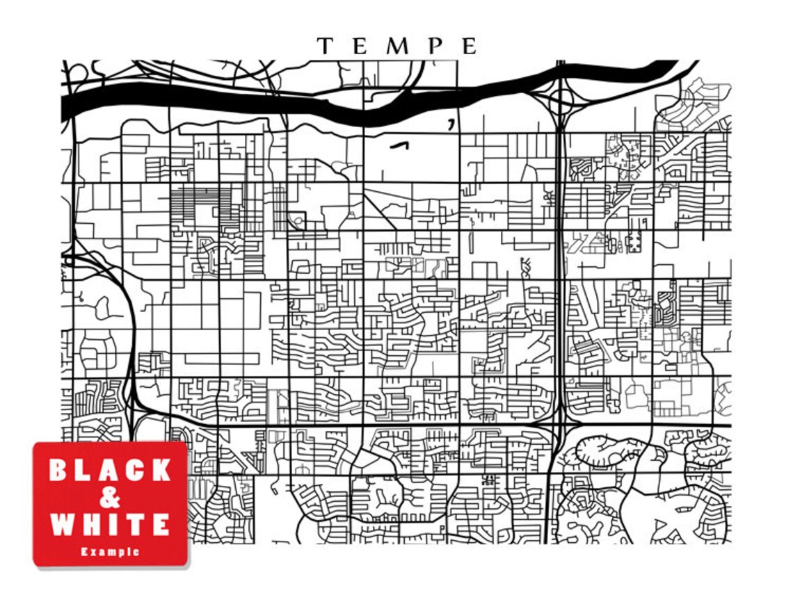 Tempe Map Print Arizona State Modern Wall Art - Etsy