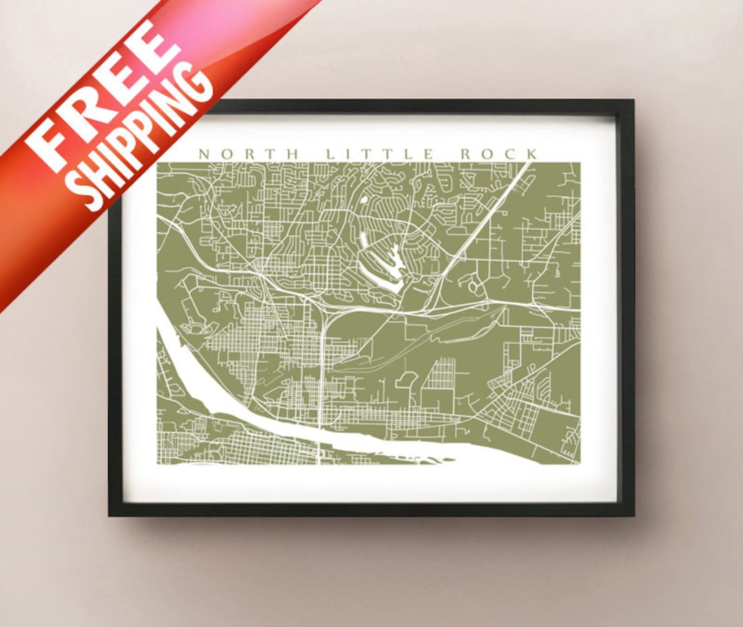 North Little Rock Map Print - Arkansas Poster - Etsy
