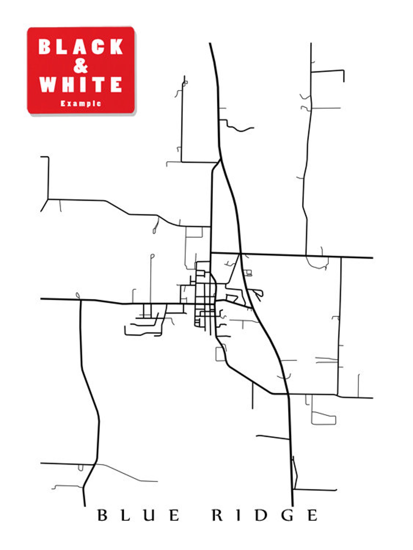 Blue Ridge TX Map Print Affiche texas | Etsy