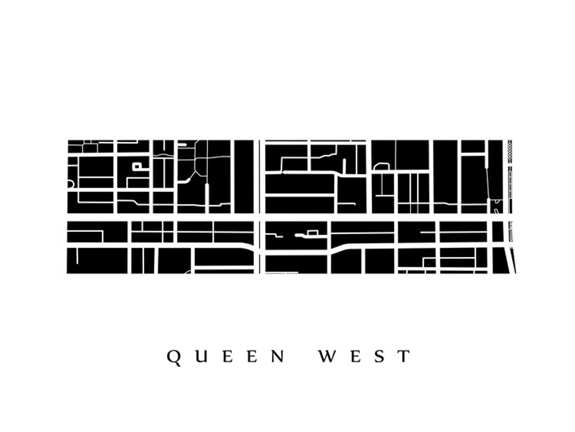 Queen West Map Toronto Neighbourhood Art Print | Etsy