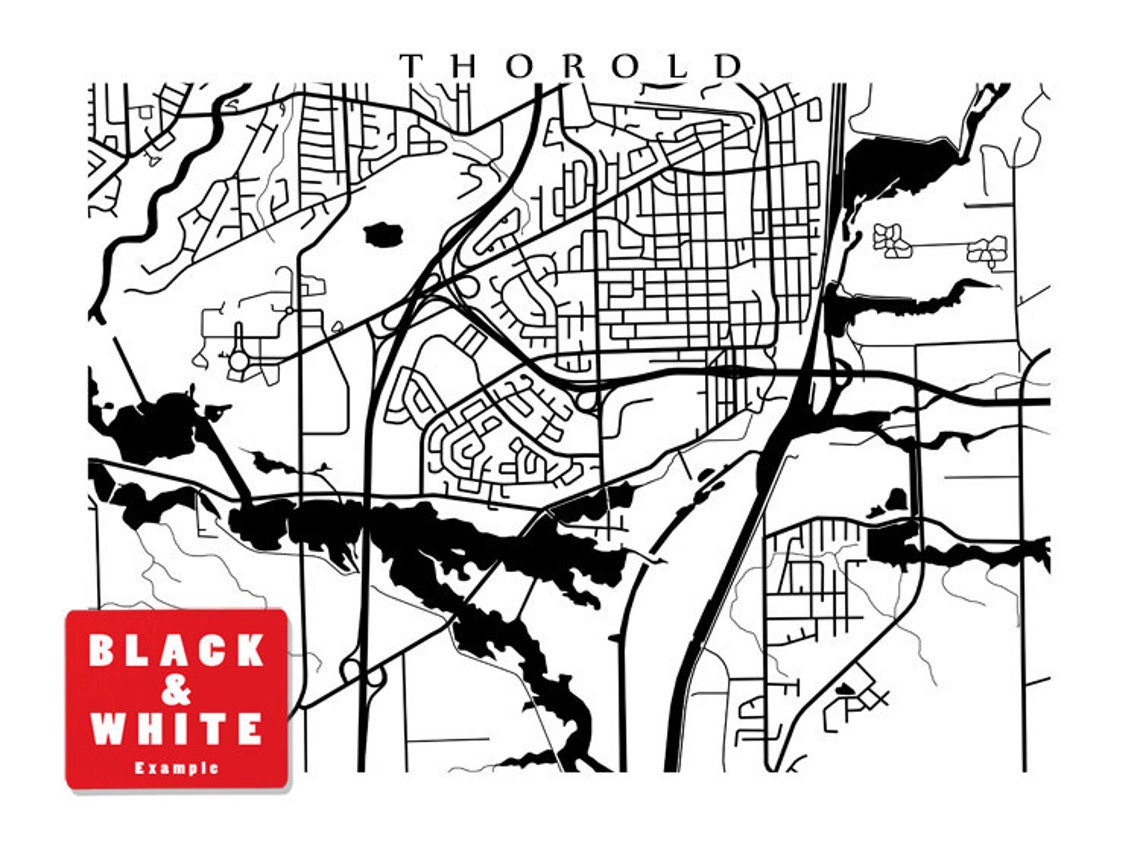 Thorold ON Map Canada Wall Art Ontario Niagara Region - Etsy