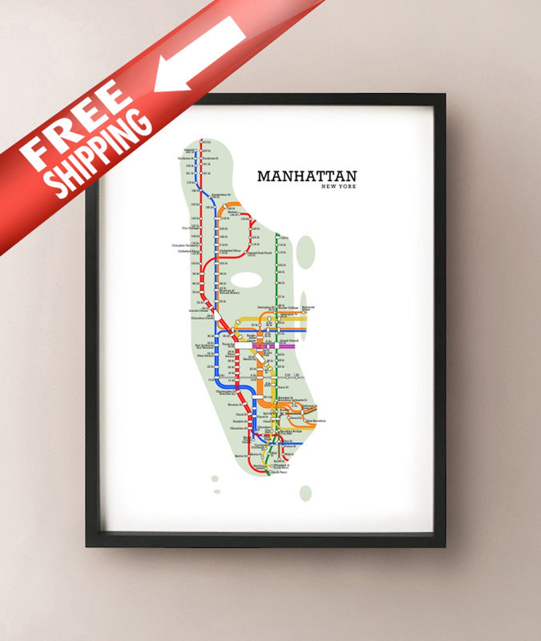 Manhattan Metro Subway Map Art Print - Etsy