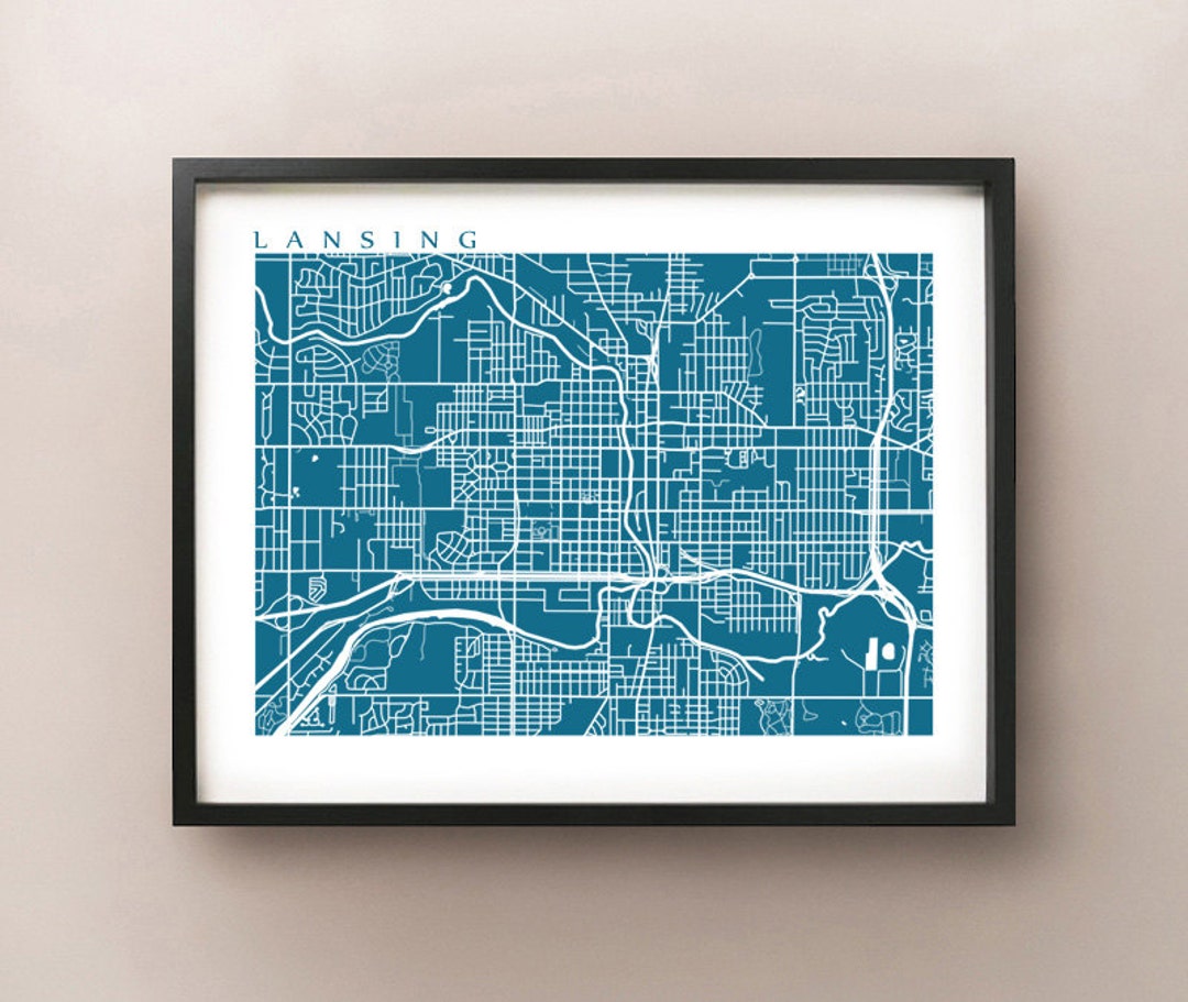 Lansing Map Print - Michigan Poster - Etsy