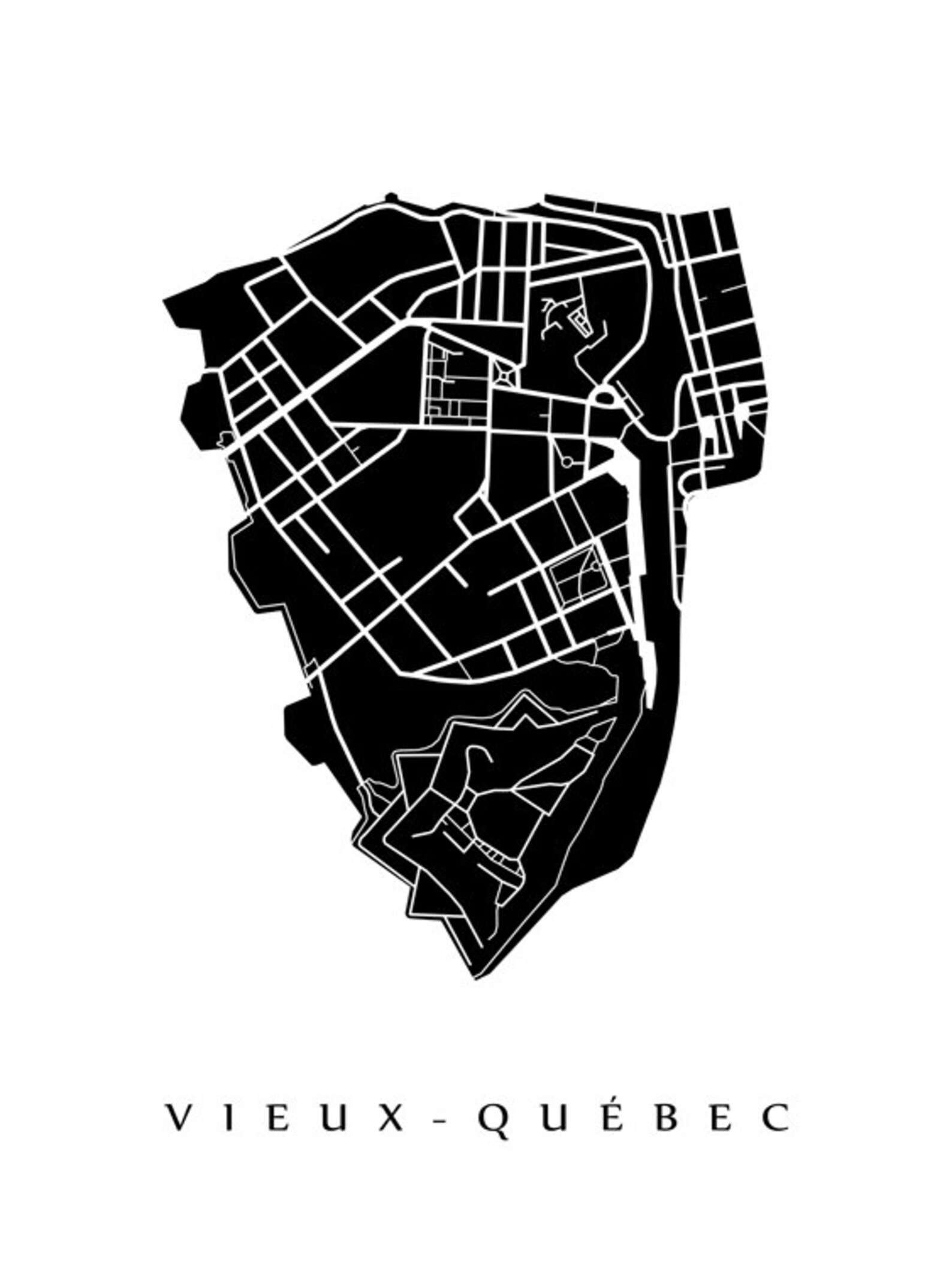 Vieux-quebec old Quebec City Map Neighbourhood Art Print | Etsy