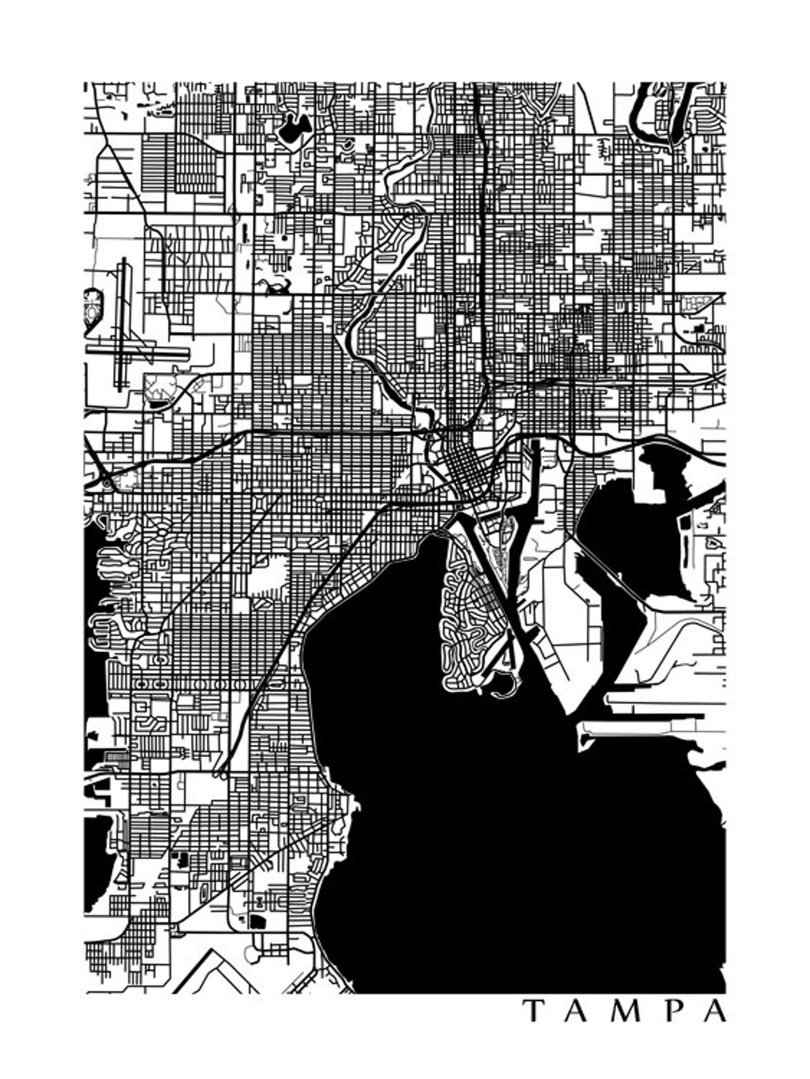 Tampa Map Print - Etsy