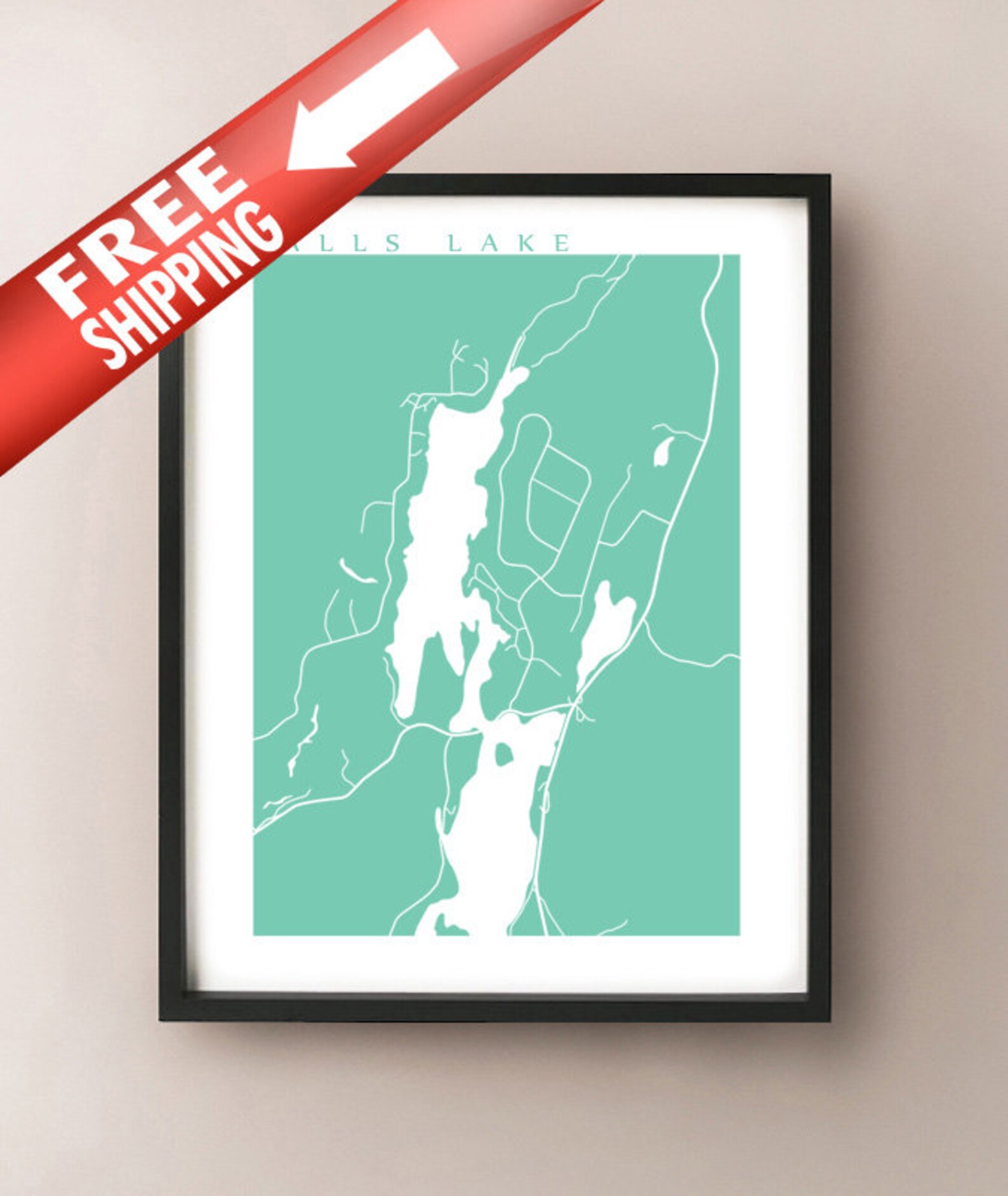Falls Lake, Mockingee Lake - Nova Scotia Map Print - Etsy