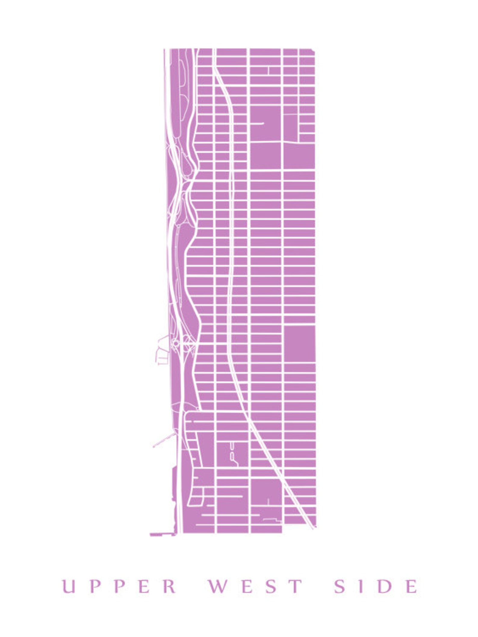 Upper West Side Map Manhattan NYC Neighborhood Art Print | Etsy