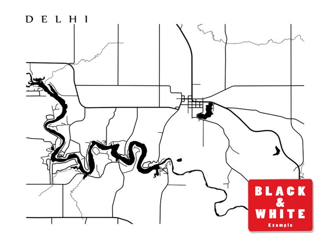 Delhi, IA Map Print - Iowa Art Poster - Etsy