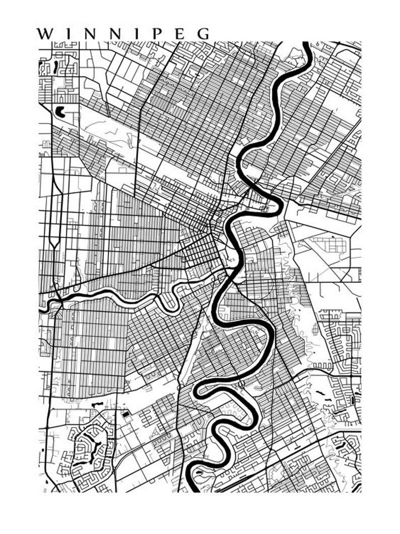 Winnipeg Map Print - Manitoba Poster - Etsy