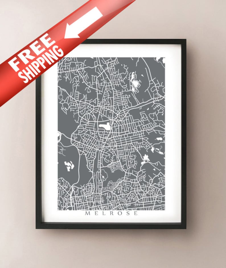 Melrose Map Print - Massachusetts Art Poster - Etsy