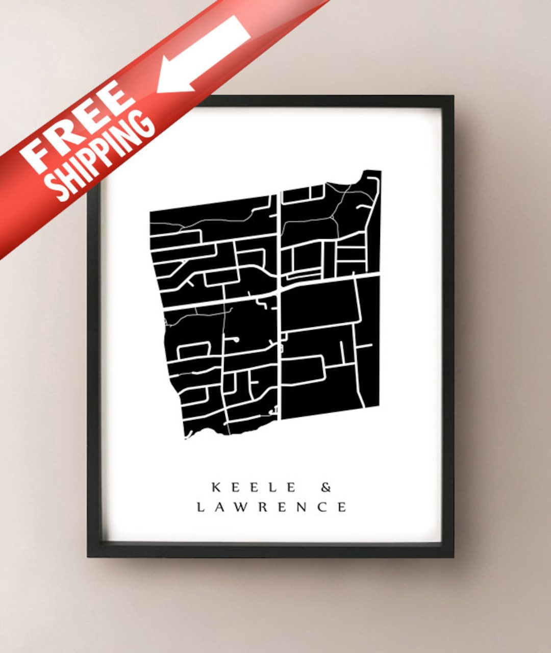 Keele & Lawrence Map - North York, Toronto, ON Neighbourhood Art Print ...