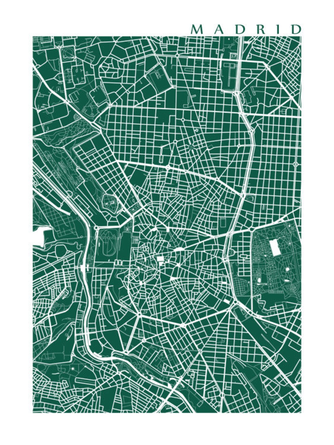 Madrid Map Art Spain Poster Print - Etsy