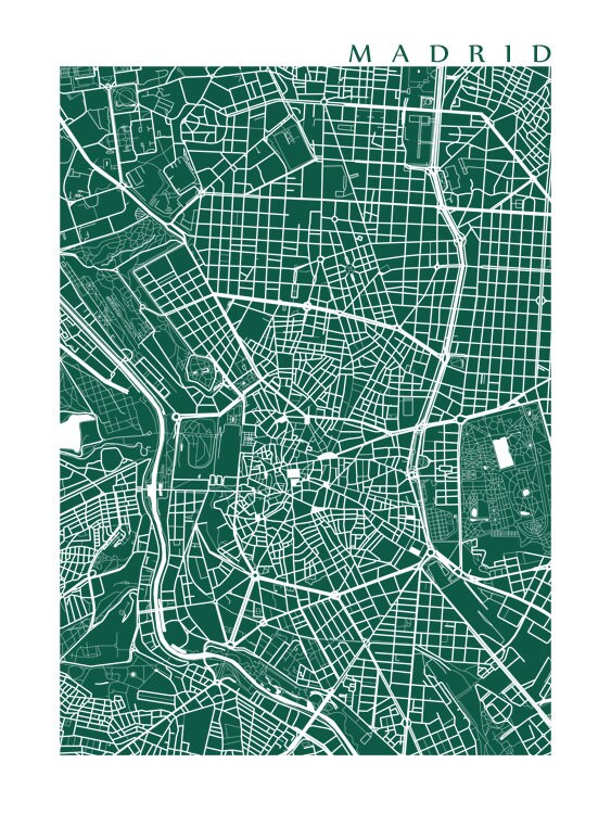 Madrid Map Art Spain Poster Print | Etsy