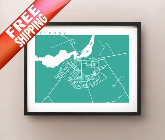 Selfoss Map Print Iceland Poster | Etsy