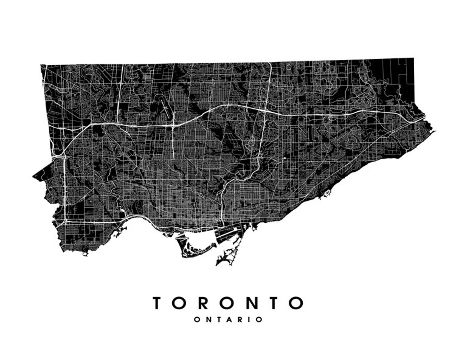Toronto ON City Limits Map Print - Etsy