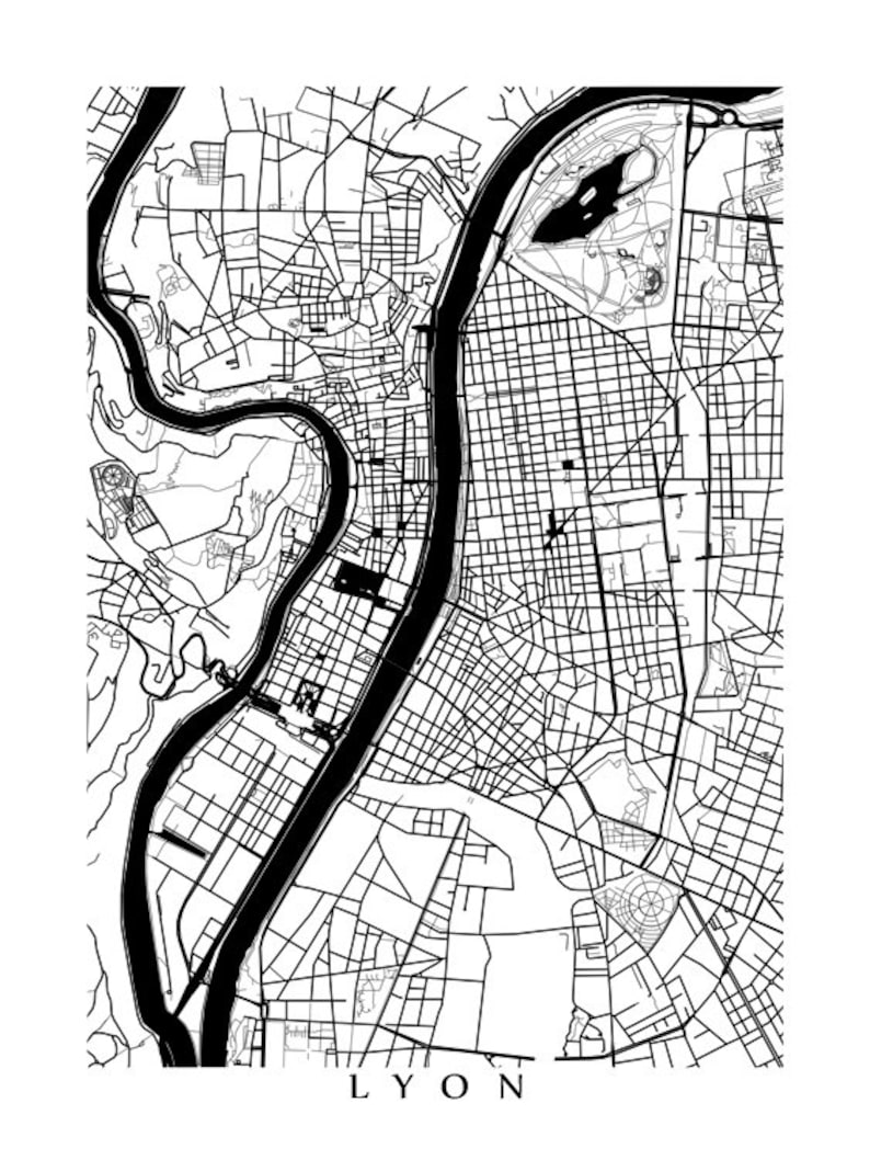 Lyon Map Print France Art Poster - Etsy