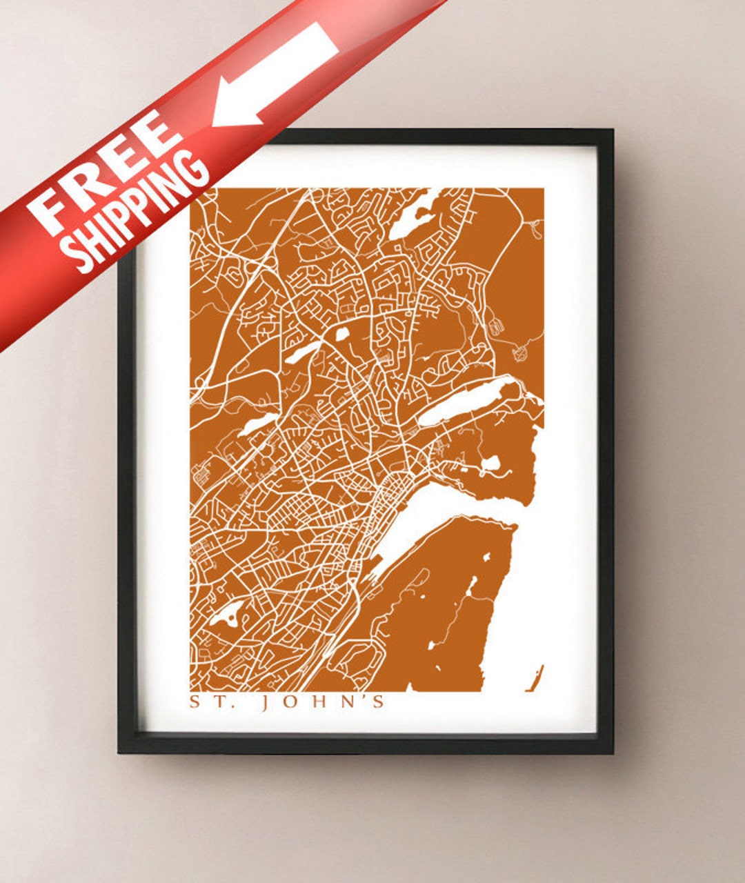 St. John's Map - Newfoundland Poster - Etsy