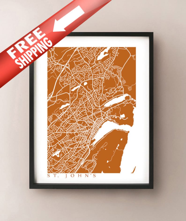 St. John's Map - Newfoundland Poster - Etsy