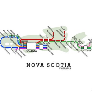 Nova Scotia Metro Subway Style Map Art Print - Etsy