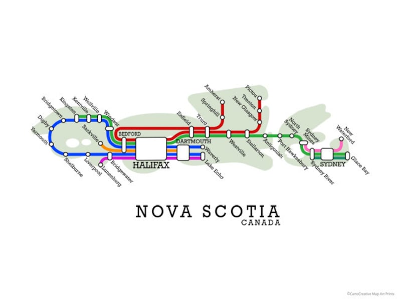 Nova Scotia Metro Subway Style Map Art Print - Etsy