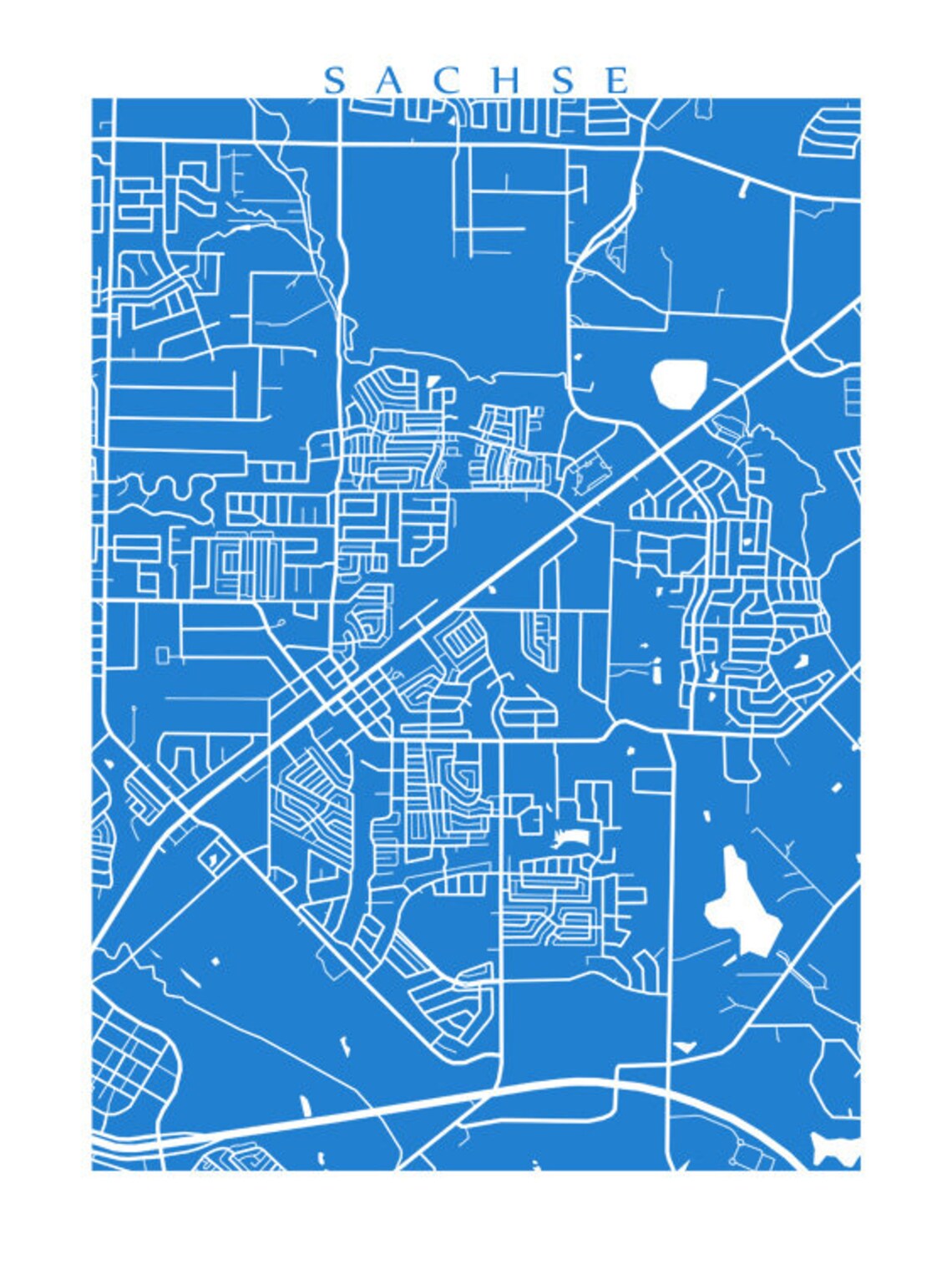 Sachse, TX Map Print - Dallas-fort Worth Texas Poster - Etsy