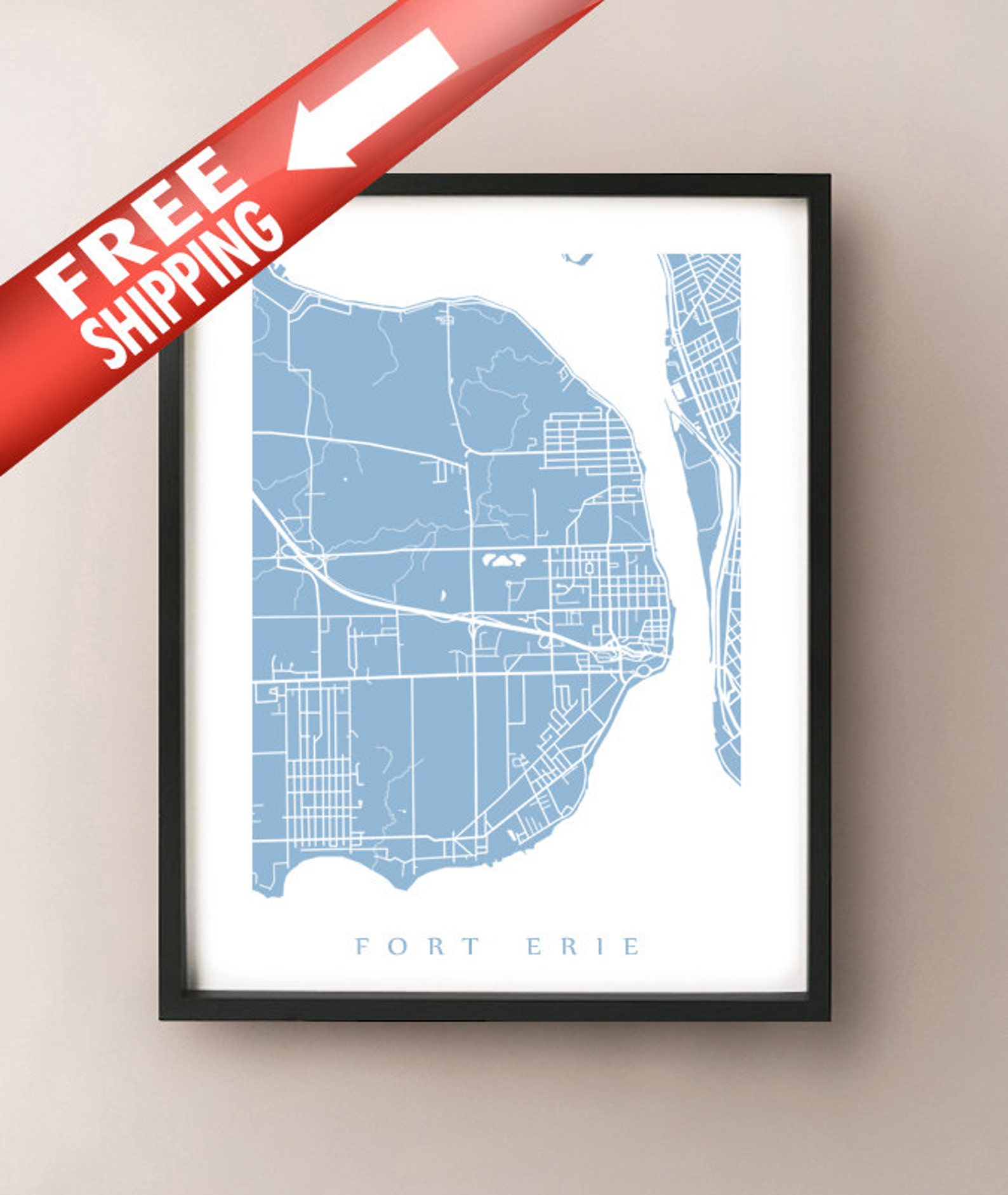 Fort Erie ON Map Canada Wall Art Ft Erie Ontario - Etsy