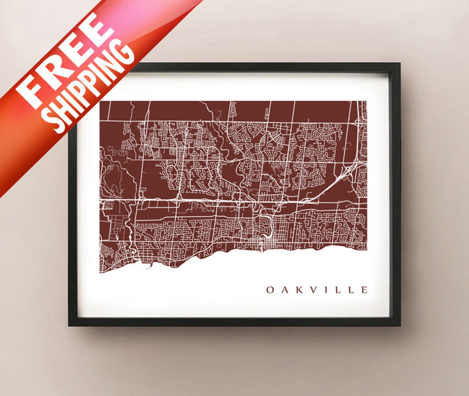 Oakville Map Print - Ontario Art Poster - Etsy
